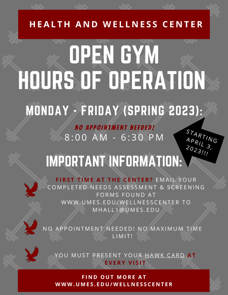 Hours of Operation - NEW (Starting 4/3) !!! | Health and Wellness Center